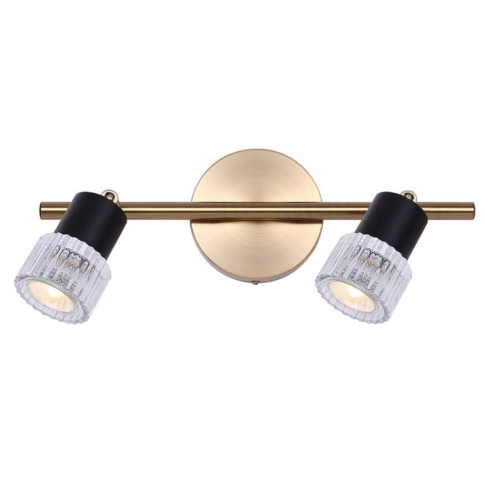 CANARM Elsee 2 ft. Gold and Matte Black Halogen Wall Mounted Hard Wired ...