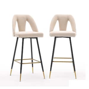 CROSLEY FURNITURE Harlowe 34.25 in Creme Low Back Metal Frame Bar ...