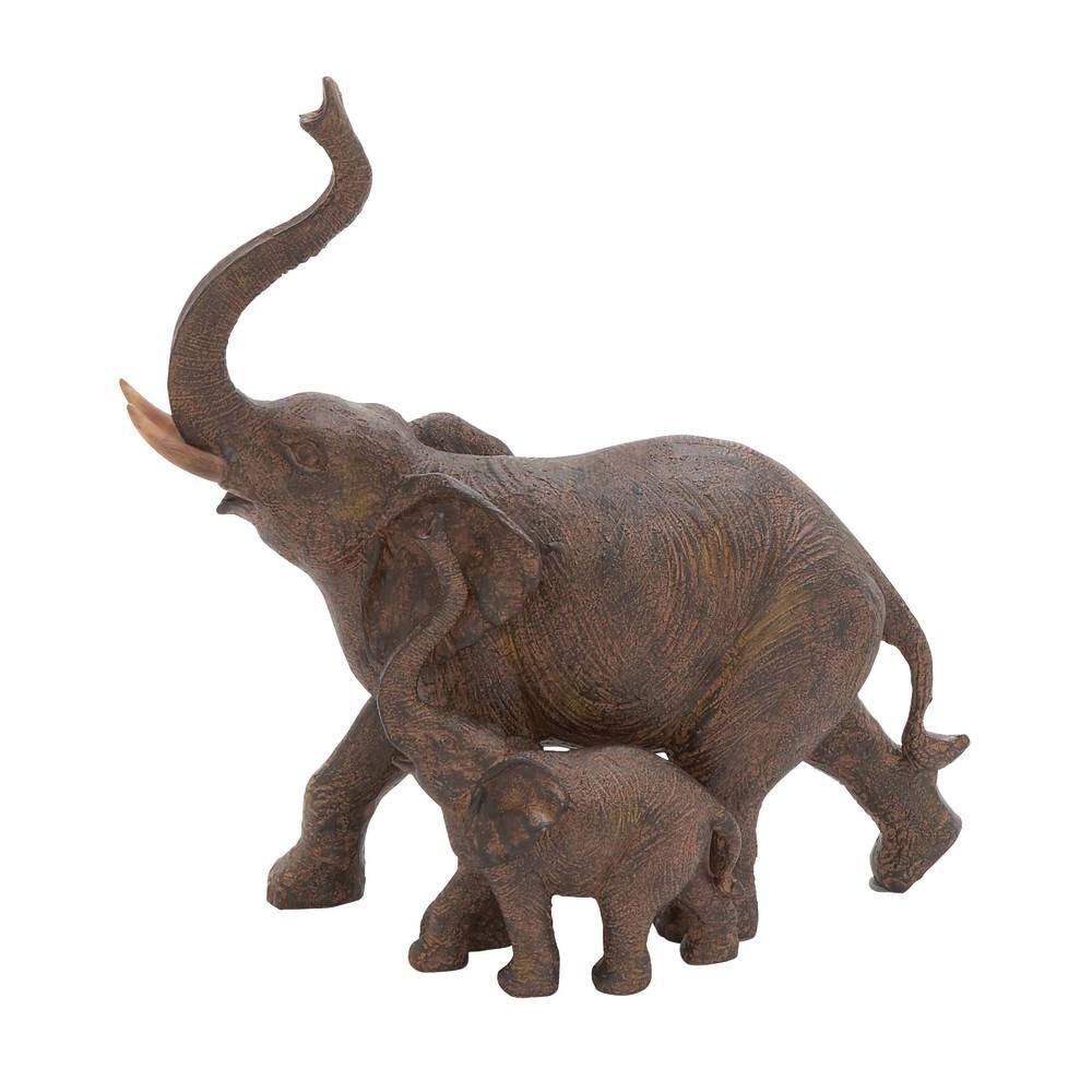 Litton Lane 5 in. x 11 in. Brown Polystone Elephant Sculpture 44724 ...