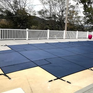 Water Warden 20 ft. x 50 ft. Rectangle Blue Mesh In-Ground Safety Pool ...