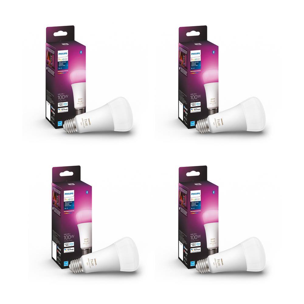 Philips Hue 100-Watt Equivalent A21 Smart LED Color Changing Light Bulb ...