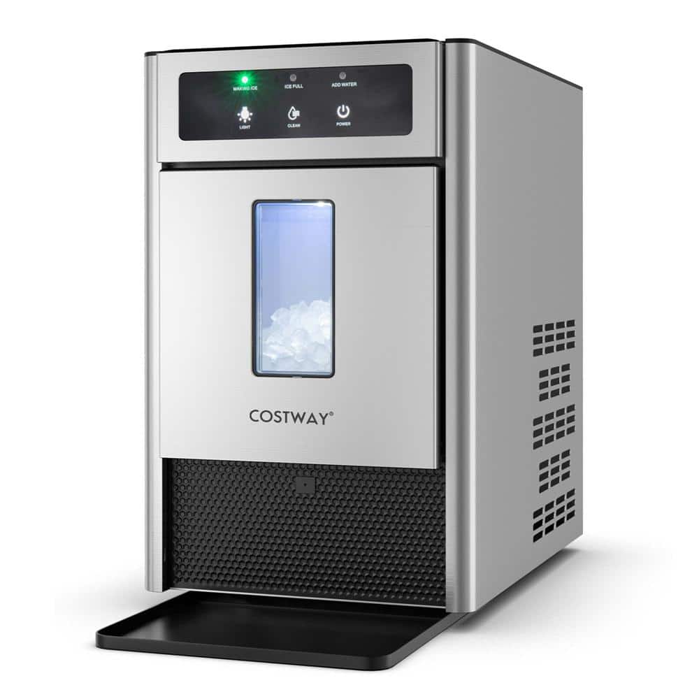 Costway 10 in. Production Nugget Ice 40lb./Day Portable Ice Maker in ...