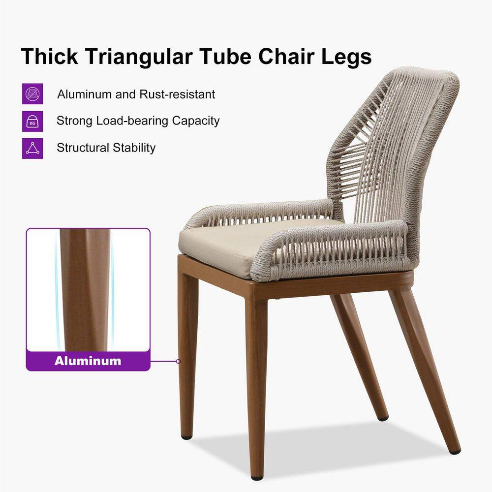 PURPLE LEAF Patio Dining Chair Set 2 Pieces Metal Wicker Rattan Chairs ...