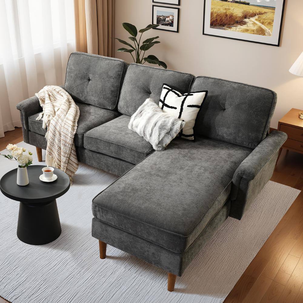 Allwex Zephyr 87 in. Straight Arm 2-Piece Polyester Modern L-shape ...