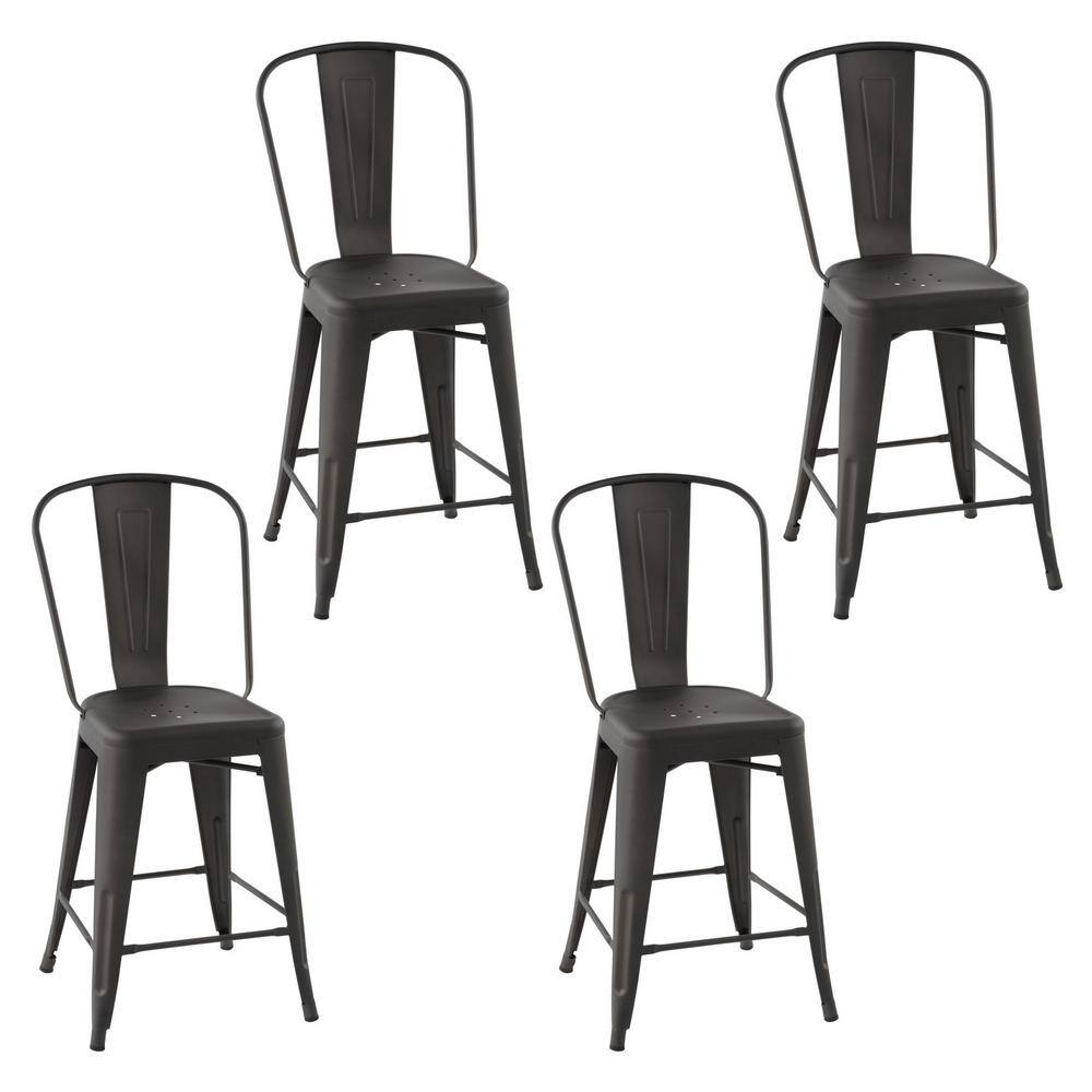 Homy Casa Thocar 40 in Gun Slat High Back Metal Frame Counter Stool ...