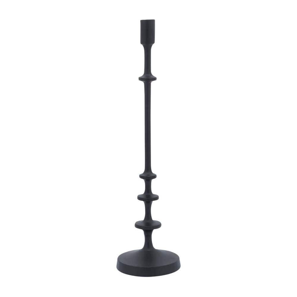 Liv & Skye 20 in. Black Metal and Wood Modern Taper Candle Holder with ...