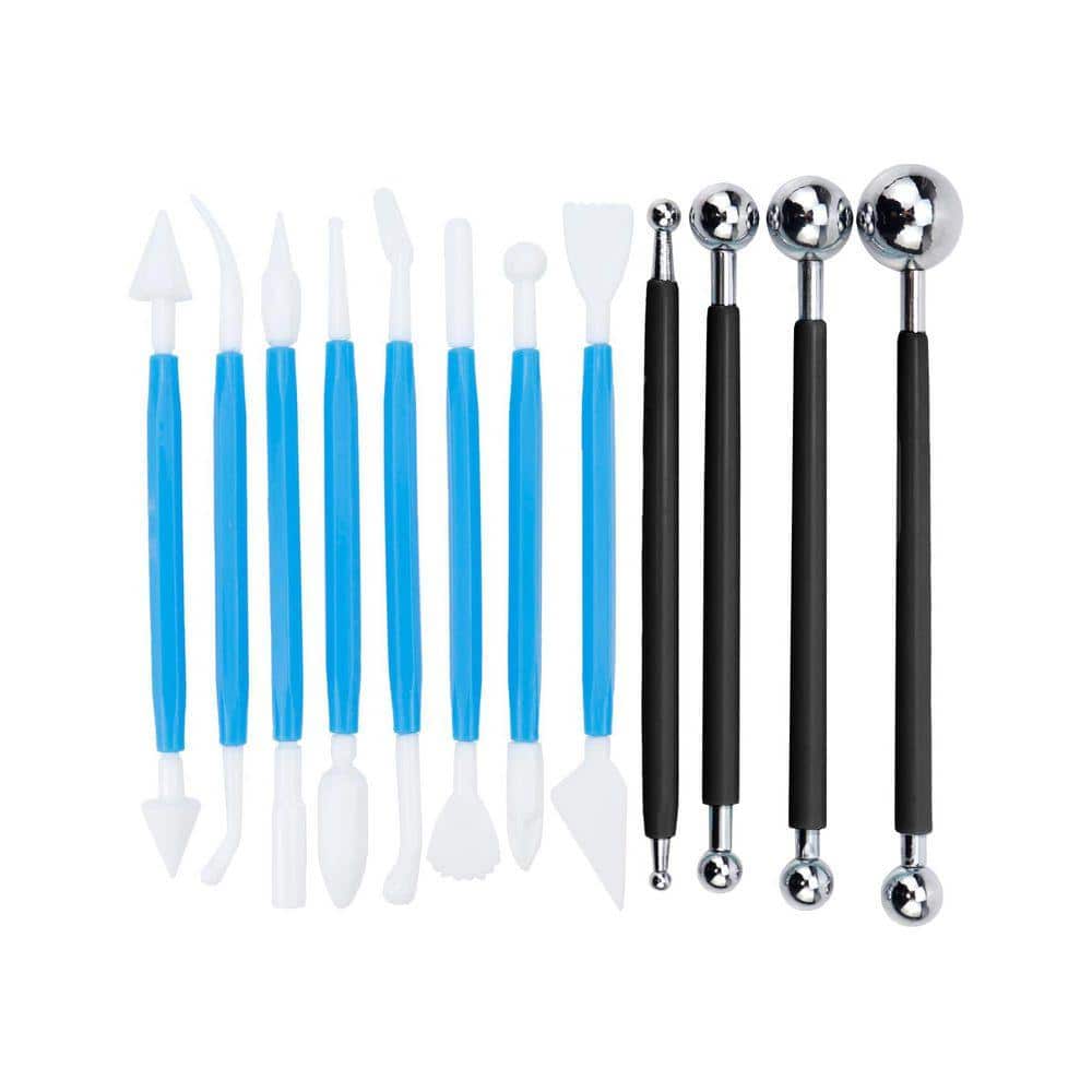 Fondant Cake Decorating Kit with 12-Pieces Dual-Head Modeling Tools Set ...