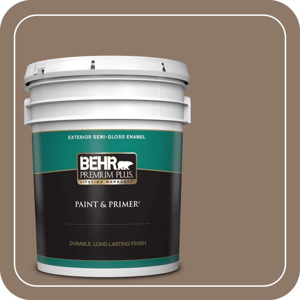 BEHR PREMIUM PLUS 5 gal. #PPU5-05 Coconut Shell Semi-Gloss Enamel ...