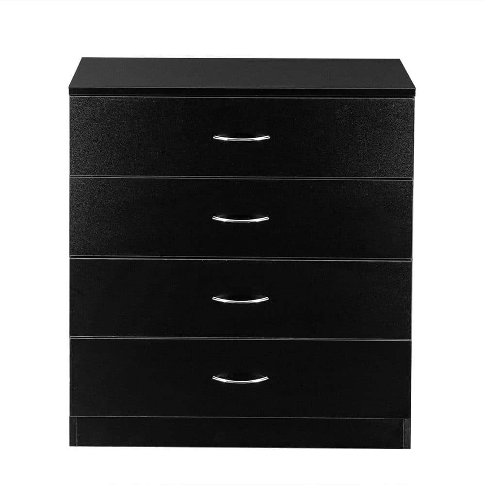 Outopee 4-Drawer Black Wood Chest of Drawers 26 in. W x 28.7 in. H ...