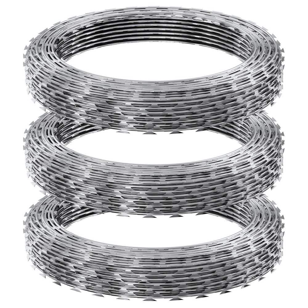 SVOPES Razor Wires, 147 ft. Razor Barbed Wire, 3 Rolls Razor Wire ...