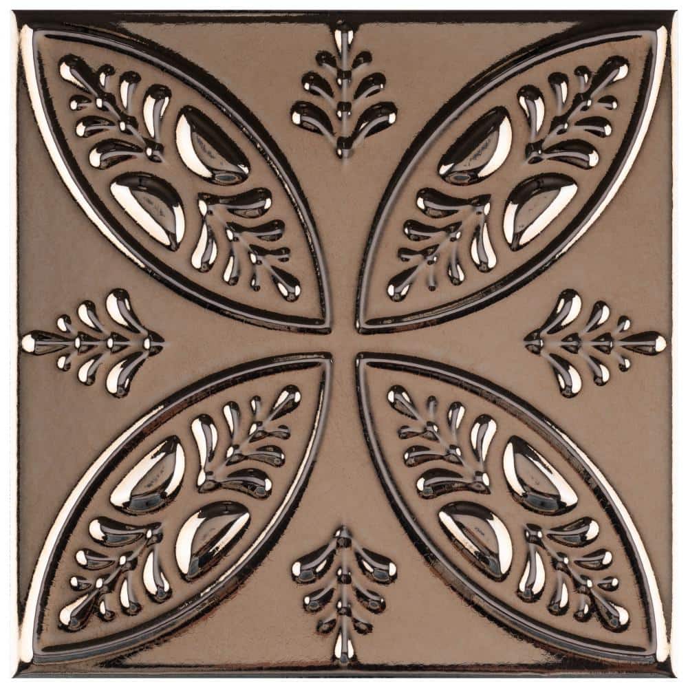 Merola Tile Trend Titanium 7-7/8 in. x 7-7/8 in. Ceramic Wall Take Home ...