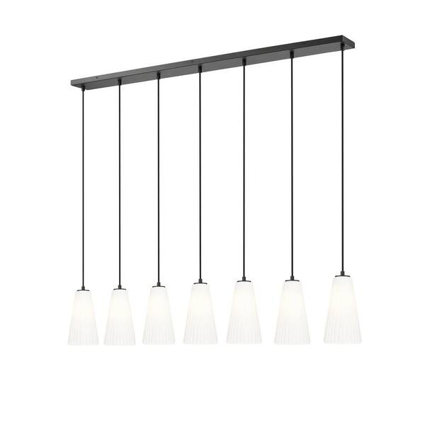 Farrell 7-Light in Matte Black Linear Chandelier with no bulbs included ...
