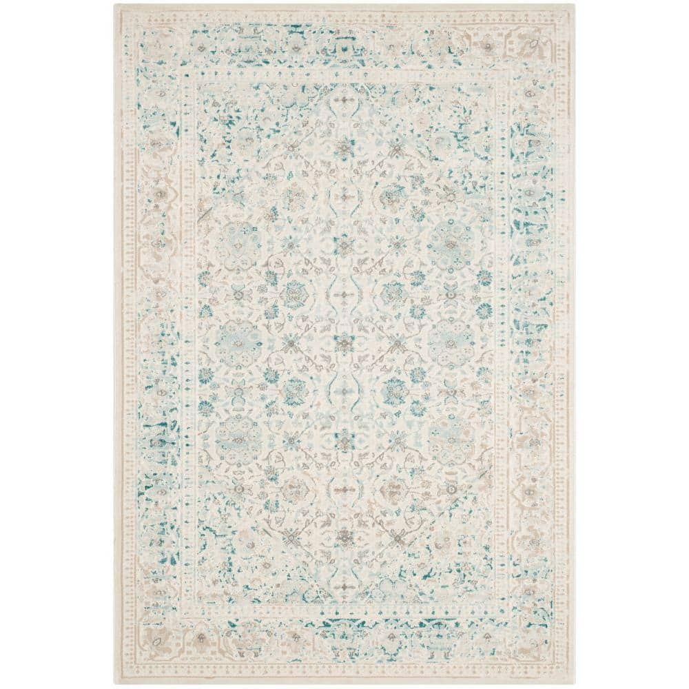SAFAVIEH Passion Turquoise/Ivory 5 ft. x 8 ft. Border Area Rug PAS405B ...