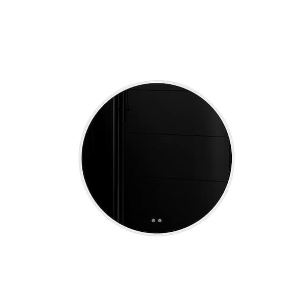 Bnuina 23.6 in. W x 23.6 in. H LED Backlit Anti-Fog Round Frosted Glass ...
