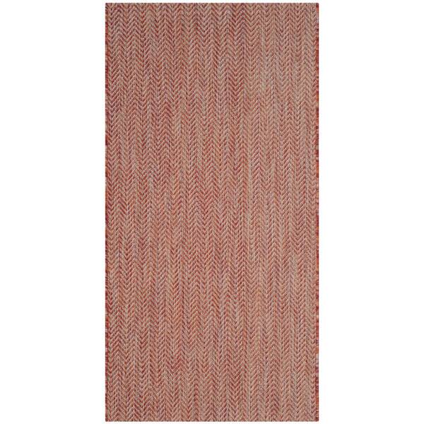 SAFAVIEH Courtyard Red/Beige 3 ft. x 5 ft. Solid Color Chevron Indoor ...