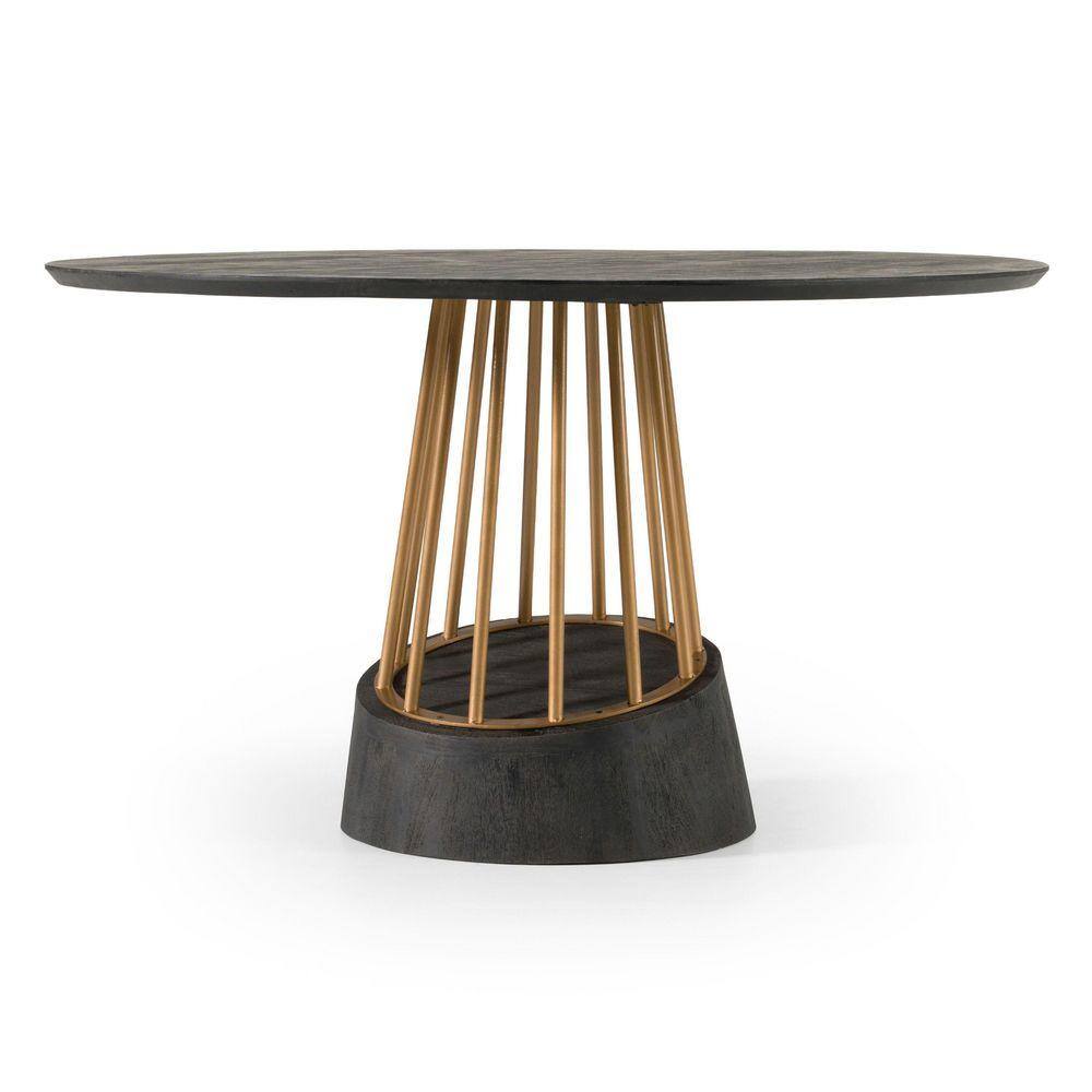 MR MODREST Modrest Cotopaxi Modern Charcoal and Brass Wood 51 in ...