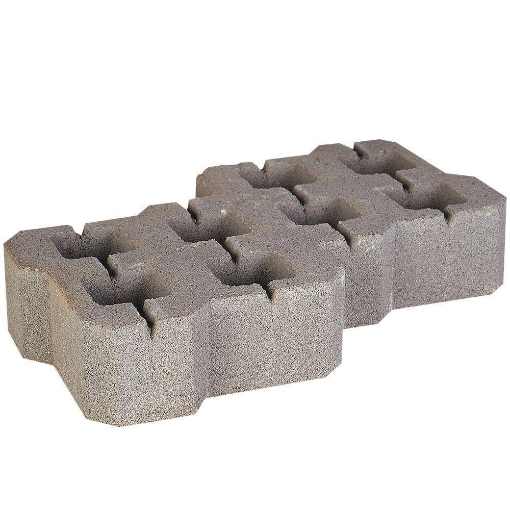 Pavestone Grasstone 19.5 in. x 10.5 in. x 4 in. Pewter Concrete Step ...