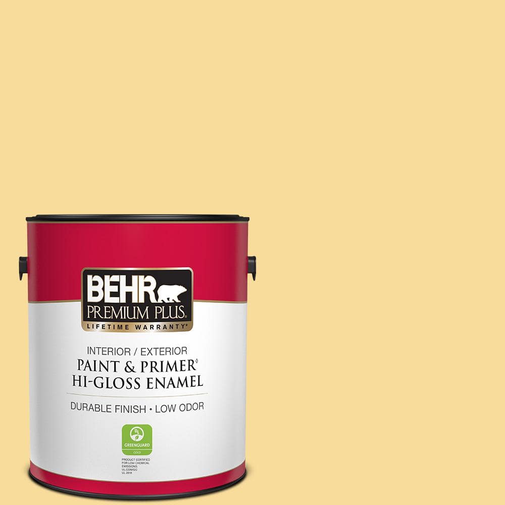 BEHR PREMIUM PLUS 1 gal. #360C-3 Honey Tone Hi-Gloss Enamel Interior ...