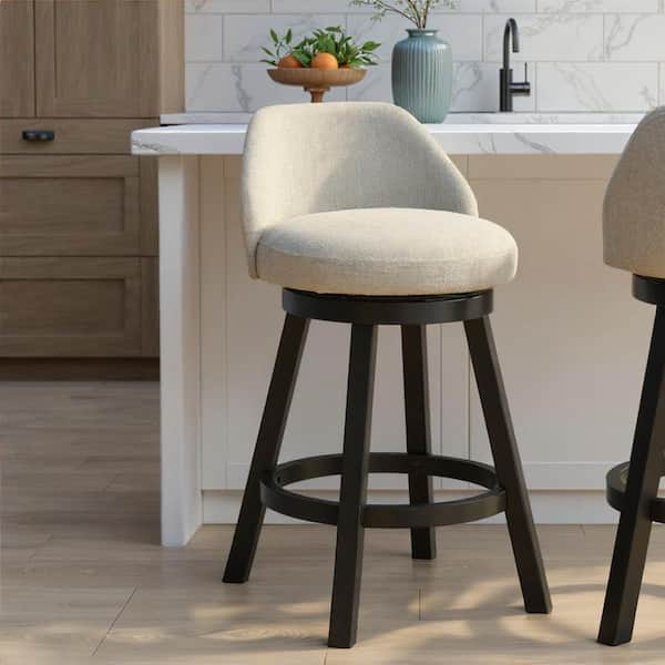 Armen Living Erika 32 in. H Counter Height Cream Low Back Wood Bar ...