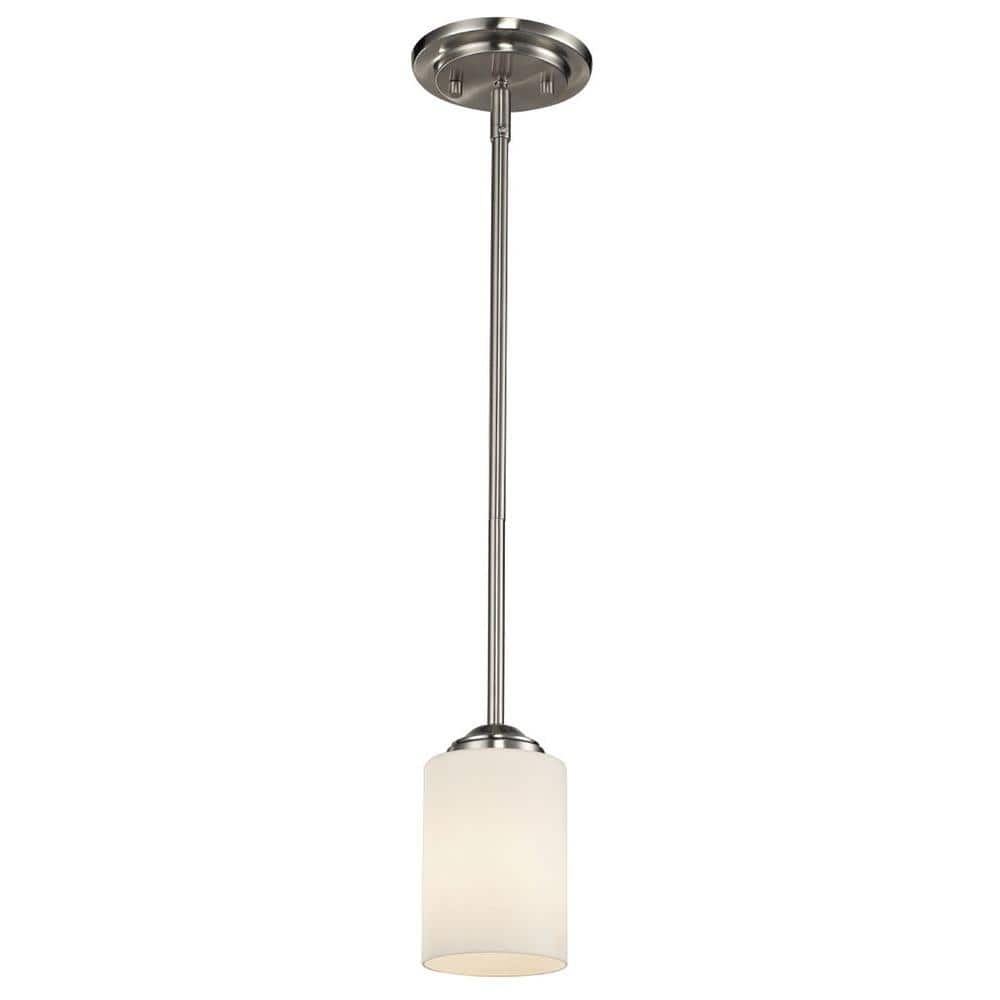 Cardinal 1-Light Brushed Nickel Mini Pendant Light with Matte Opal ...