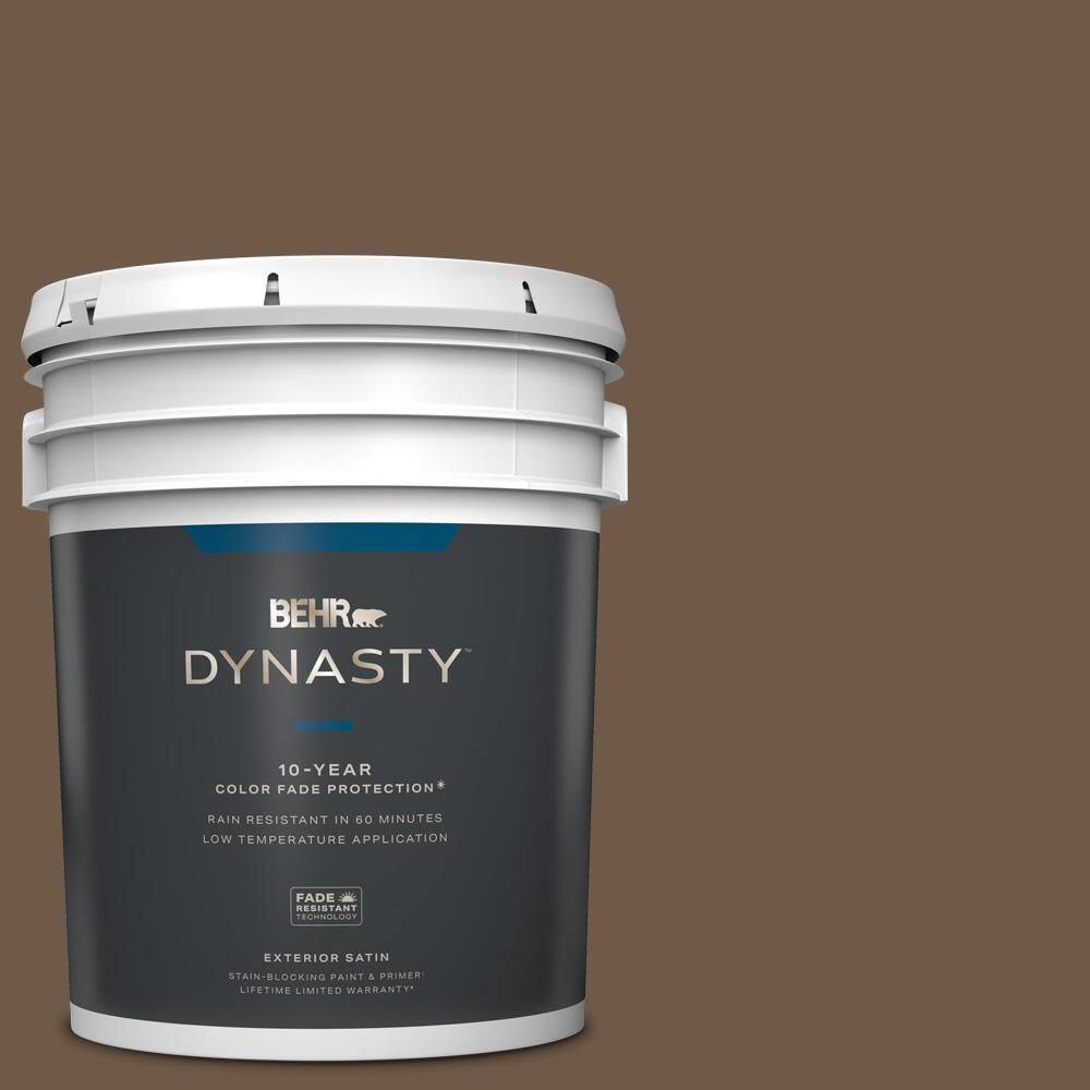 BEHR DYNASTY 5 gal. #N230-7 Rustic Tobacco Satin Enamel Exterior Stain ...