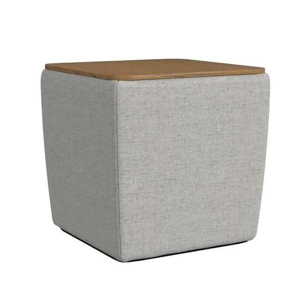 Benjara Mody Gray and Brown Fabric Square Storage Ottoman BM334035 ...