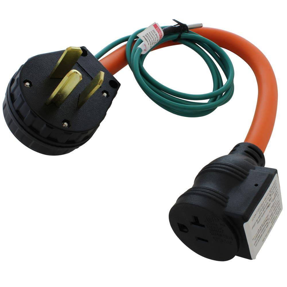 AC WORKS 1.5FT 30A 3-Prong 10-30P Dryer Plug to Household Outlet with ...