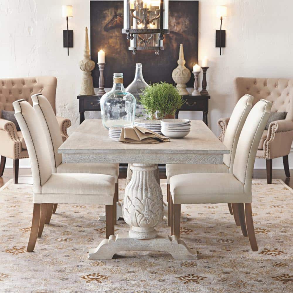 Home Decorators Collection Kingsley Sandblasted White Dining Table ...