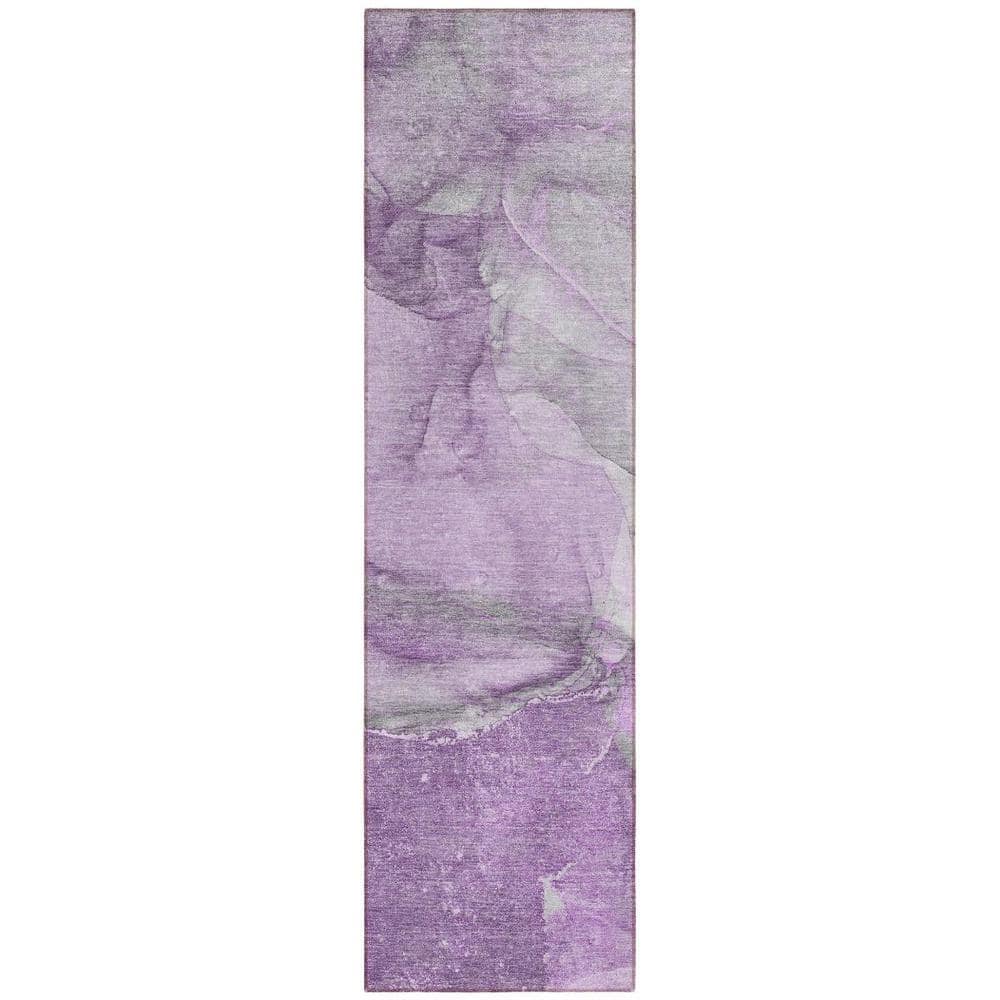 HomeRoots Lilac 2 ft. x 8 ft. Woven Abstract Polyester Runner Indoor ...