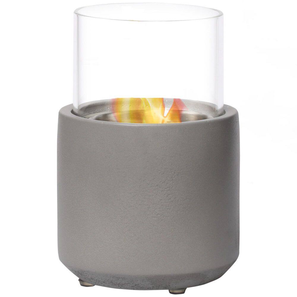 4.75 in. Stainless Steel Tabletop Mini Fire Pit with Lid in Light Gray ...