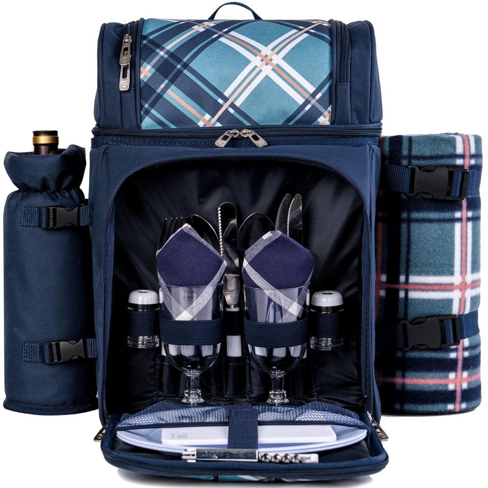 Wudkey 2 Person Picnic Backpack with Detachable Bottle, Wine Holder ...