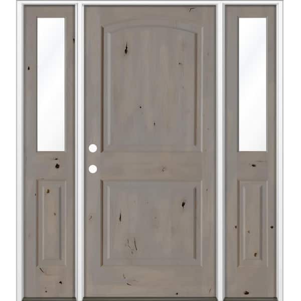 Krosswood Doors 70 in. x 80 in. Knotty Alder 2-Panel Arch-Top Left-H ...