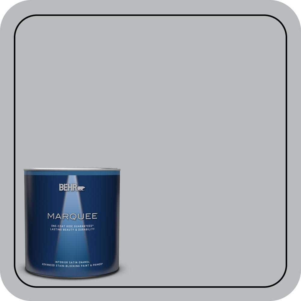 BEHR MARQUEE 1 qt. #PPU18-05 French Silver One-Coat Hide Satin Enamel ...