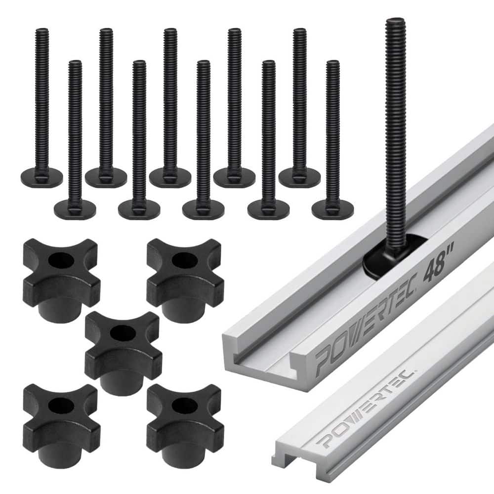 ‎POWERTEC 48 in. Miter T-Track with Miter T-Bar, 5/16 in.-18 x 3 in ...