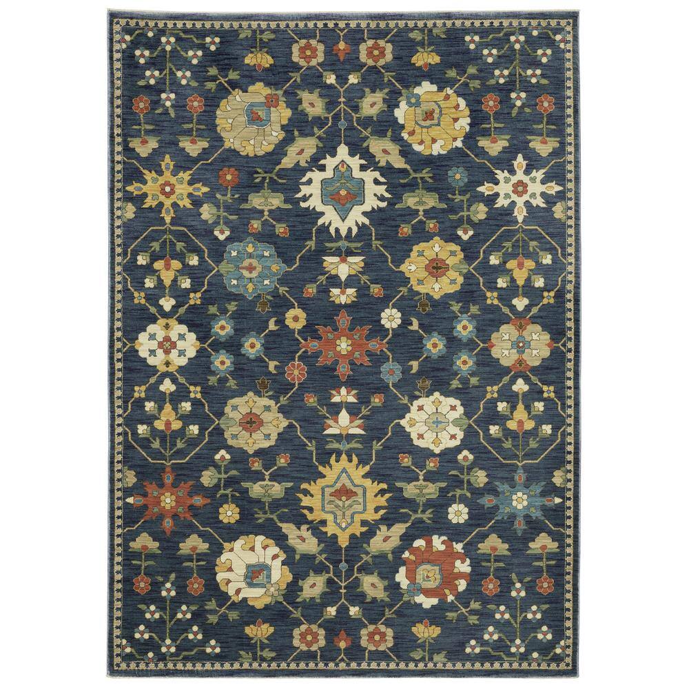 AVERLEY HOME Fleetwood Blue/Multi-Colored 5 ft. x 8 ft. Persian Floral ...