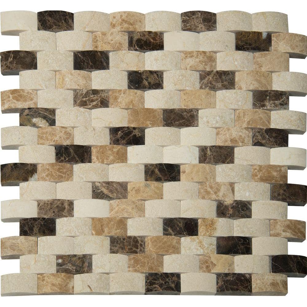 MSI Emperador Blend Arched 11.88 in. x 12 in. Polished Marble Floor and ...
