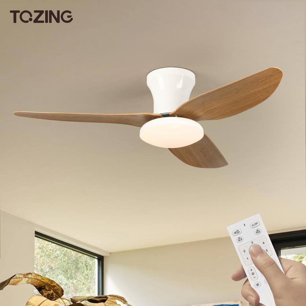TOZING 40 in. Smart Indoor Wood Low Profile Standard Small Flush Mount ...