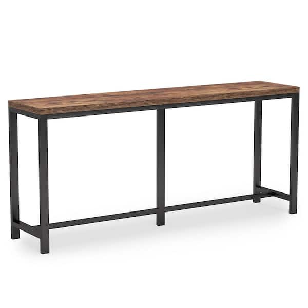 BYBLIGHT Turrella 70.9 in. Wood Vintage Brown Sofa Table and Industrial ...
