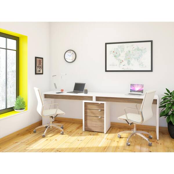 Nexera chrono dual reversible writing desks with file cabinet store