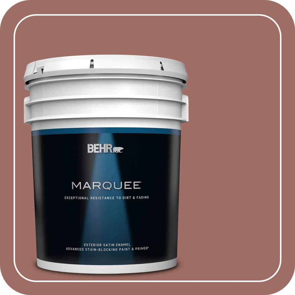 BEHR MARQUEE 5 gal. #190F-5 Brandy Satin Enamel Exterior Paint & Primer ...