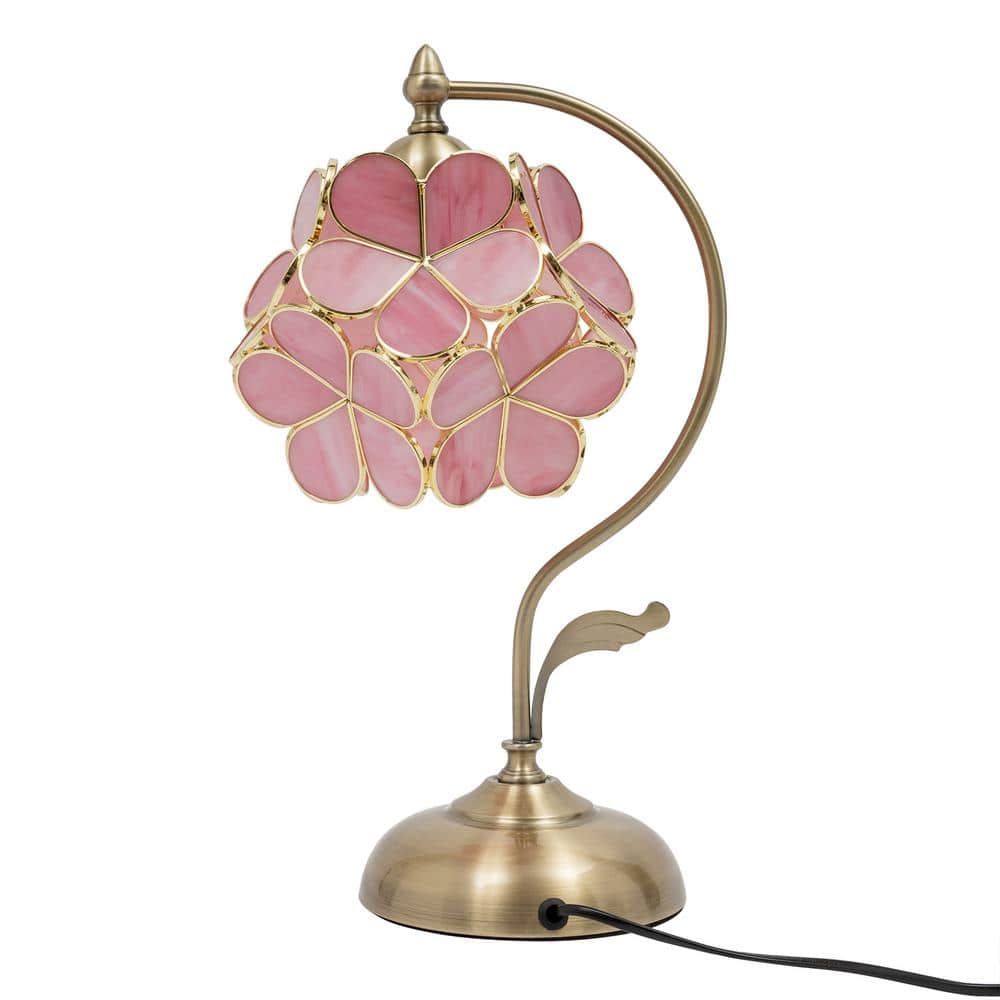 OUKANING 17.32 in. Pink European Style Task and Reading Desk Lamp with ...