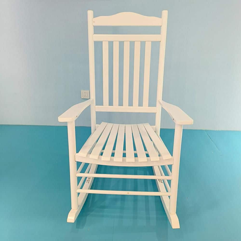 Hngilkoo White Wood Outdoor Rocking Chair Porch Patio Indoor Rocker (2 ...