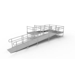 EZ-ACCESS PATHWAY 30 ft. Straight Aluminum Wheelchair Ramp Kit with ...