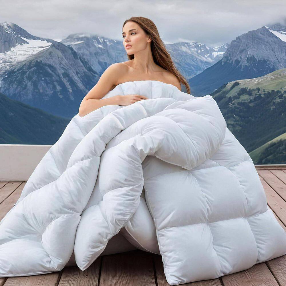 Wellos White 900 Fill Power All Season Feather Down Comforter King ...