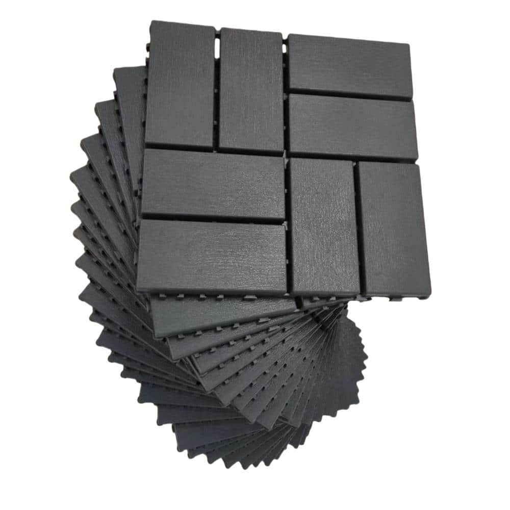 Amucolo 12 in. x 12 in. Waterproof Composite Interlocking Deck Tiles in ...