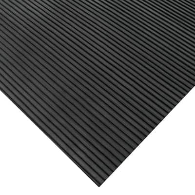 Rubber-Cal Corrugated Fine Rib 3 ft. x 4 ft. Black Rubber Flooring (12 ...