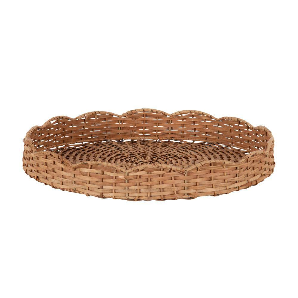 Kate and Laurel Wavley Natural Brown Round Rattan 18 in. Decorative ...