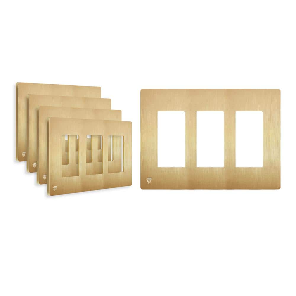 ENERLITES 3-Gang Decorator Rocker Plastic Screwless Wall Plate, Brushed ...