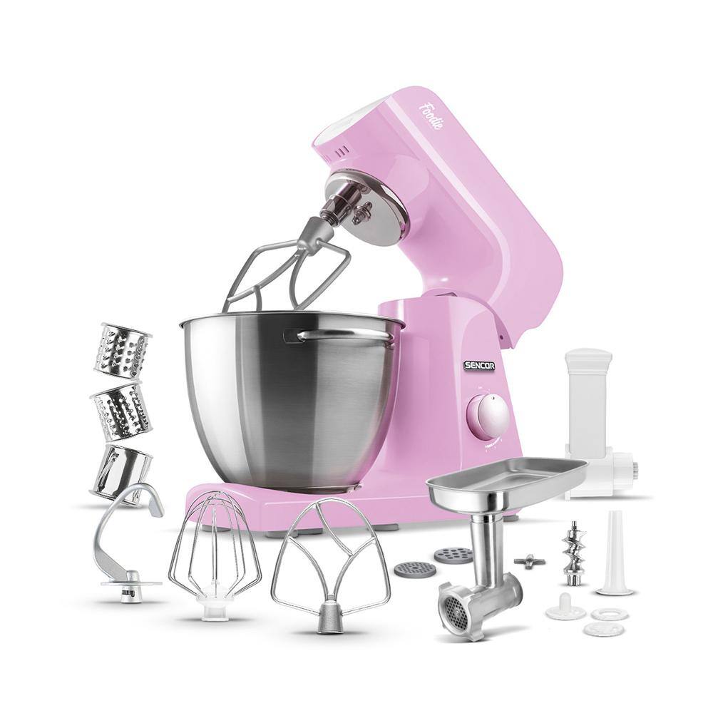 Sencor 4.75 Qt. 8-Speed Cherry Blossom Pink Stand Mixer with 6 ...