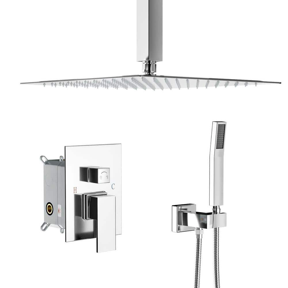 Aurora Decor ACA Single-Handle 2-Spray Patterns Square Shower Faucet ...